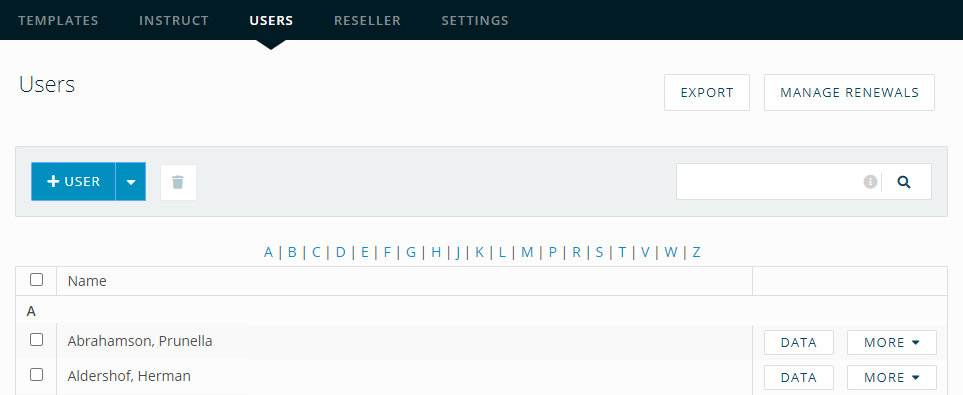 How do I change the data of existing users?