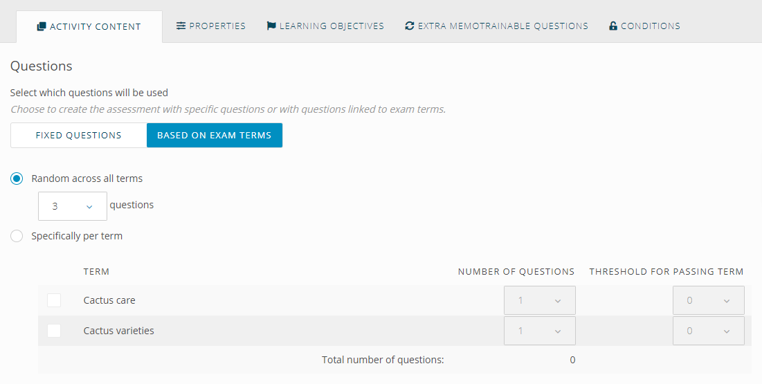 Set up the assessment activity