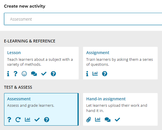 Set up the assessment activity